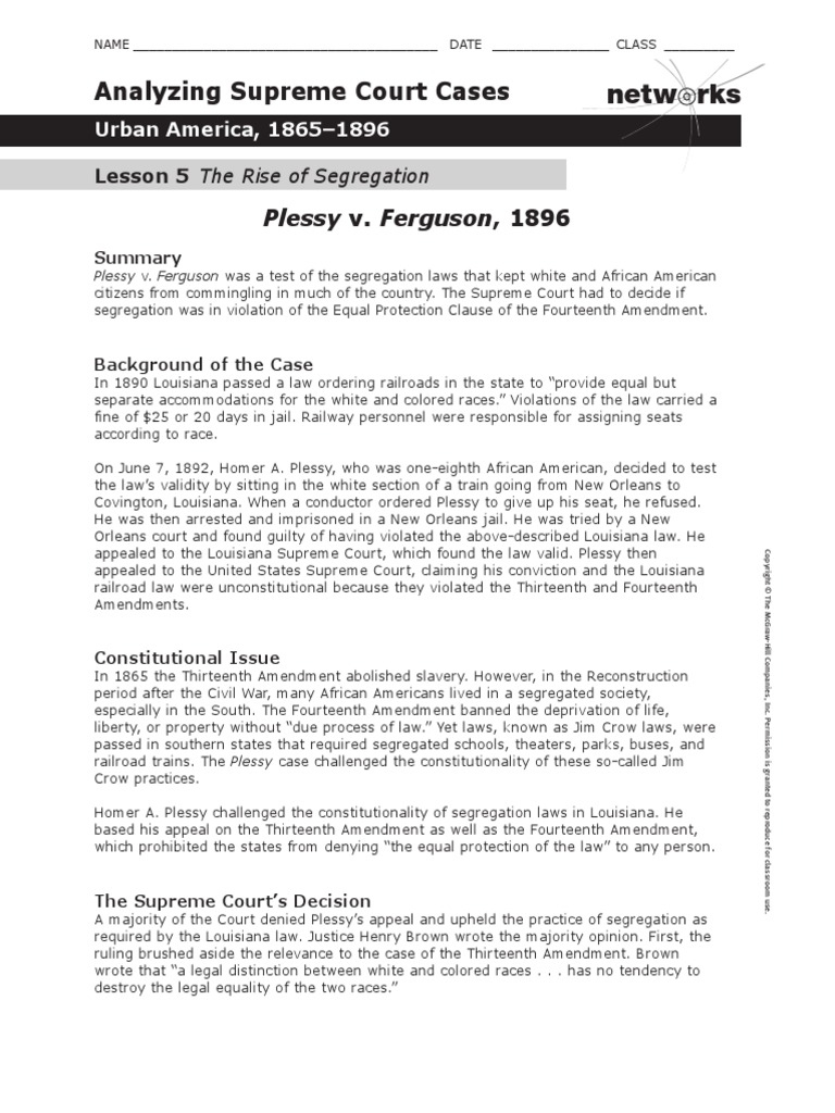 Plessy V Ferguson | PDF | Plessy V. Ferguson | Litigation