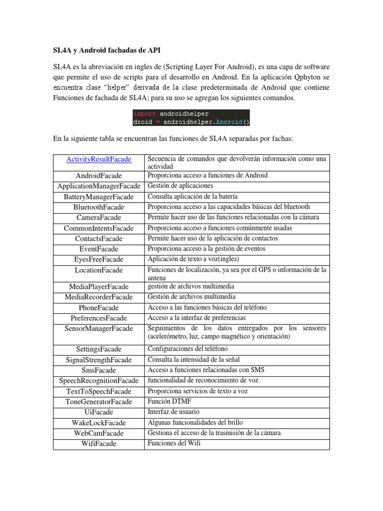 Funciones de SL4A en Android Studio | PDF | Android (sistema operativo ...