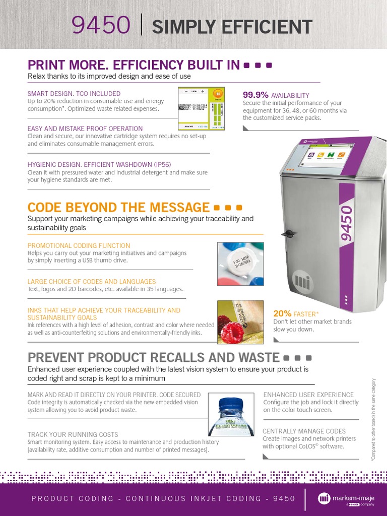 Markem Imaje 9450 DS HQ A1 | PDF | Printer (Computing) | Barcode