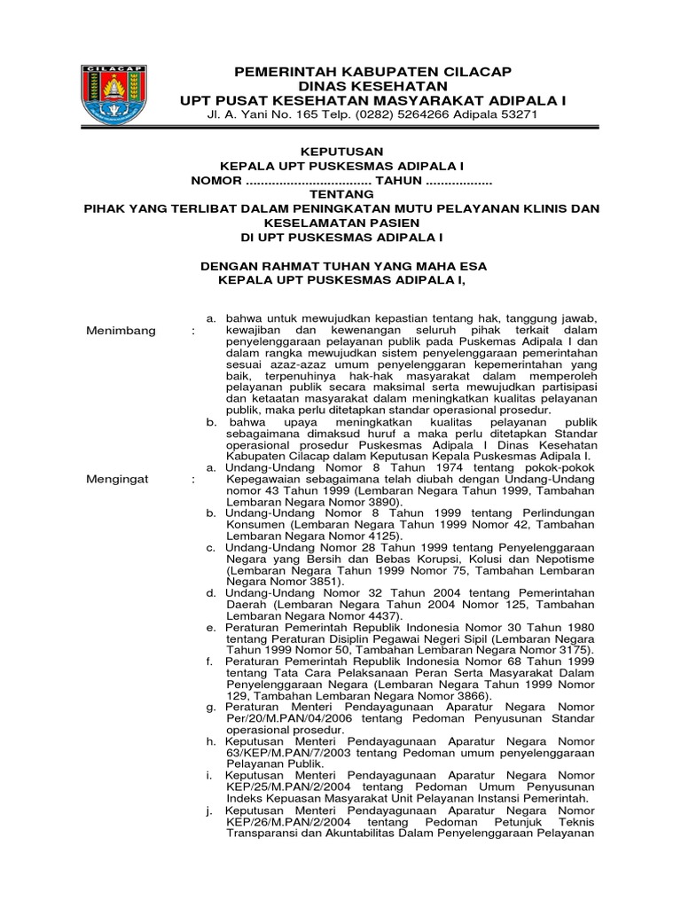 SK Uraian Tugas Petugas Rekam Medis | PDF