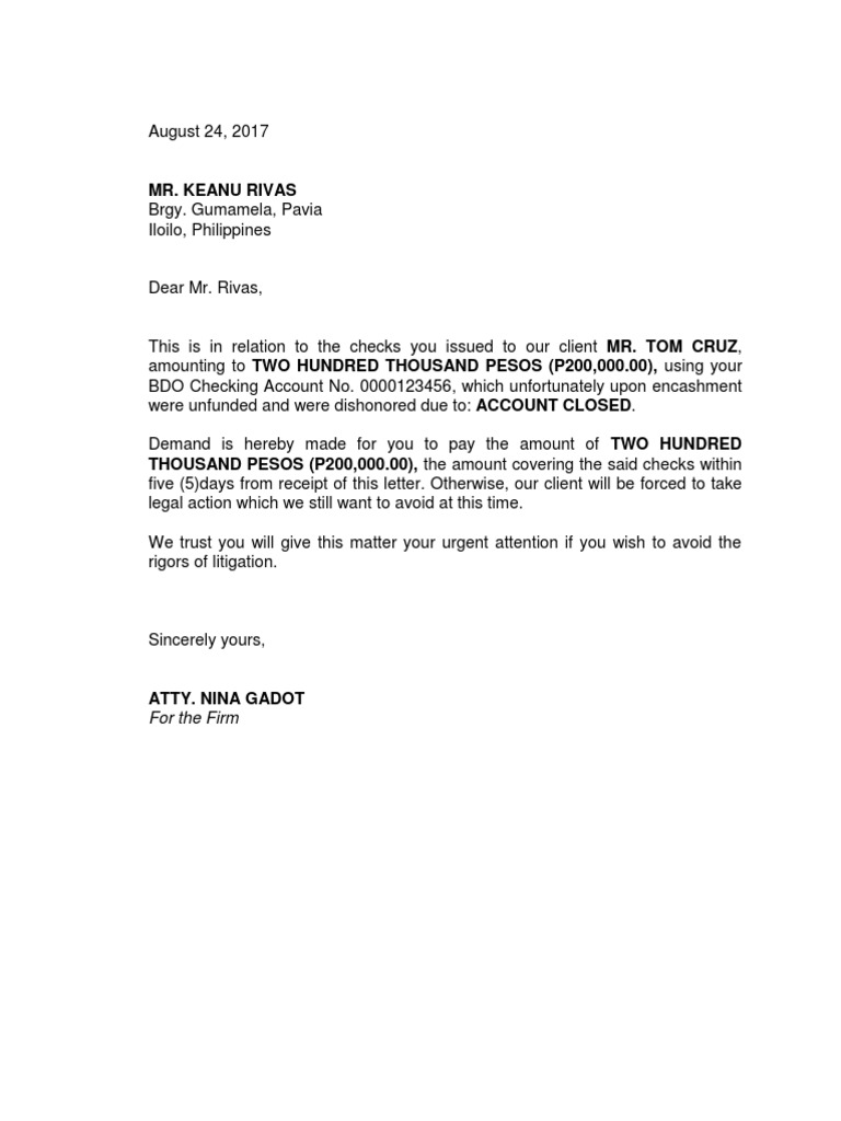 Demand Letter BP22 | PDF