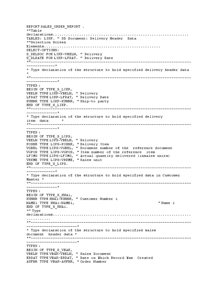 SAP Sales Order Report | PDF | Parameter (Computer Programming) | Software
