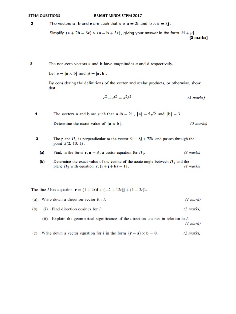 STPM Questions Bright Minds STPM 2017 | PDF
