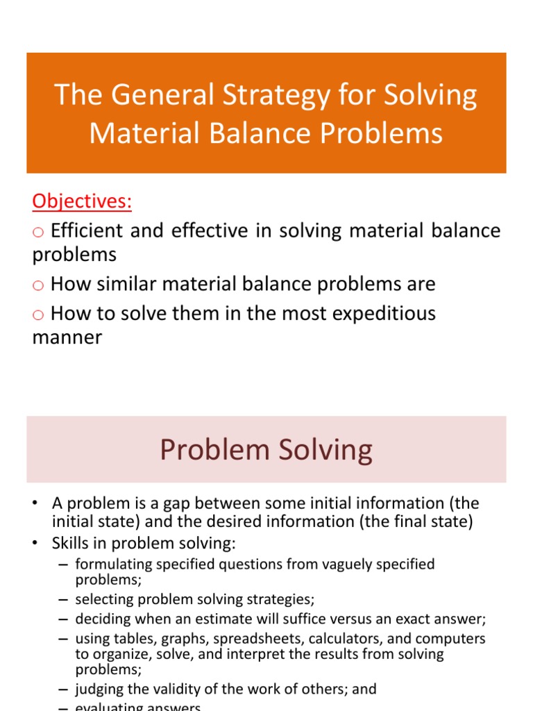 Week 2 - The General Strategy For Solving Material Balance Problems ...