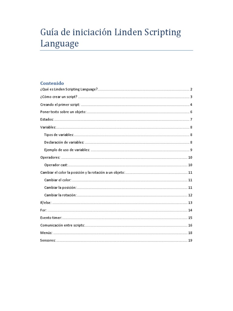 Guia Sobre Linden Scripting Language | PDF | Variable (informática) | Comillas