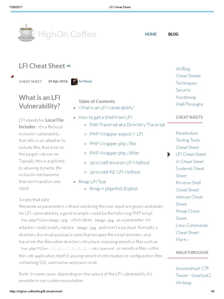 LFI Cheat Sheet | PDF | Cheating In Video Games | Php