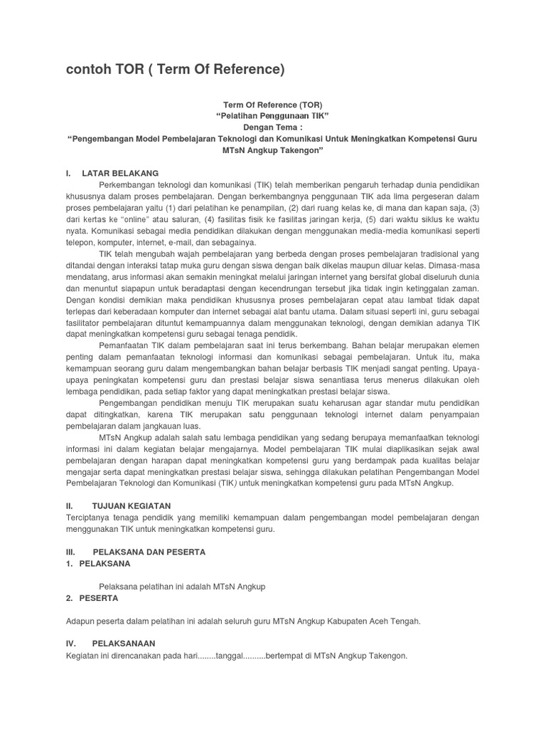 Contoh TOR | PDF