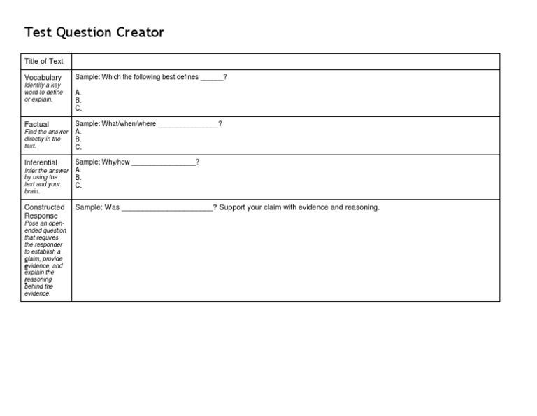 Test Question Creator | PDF