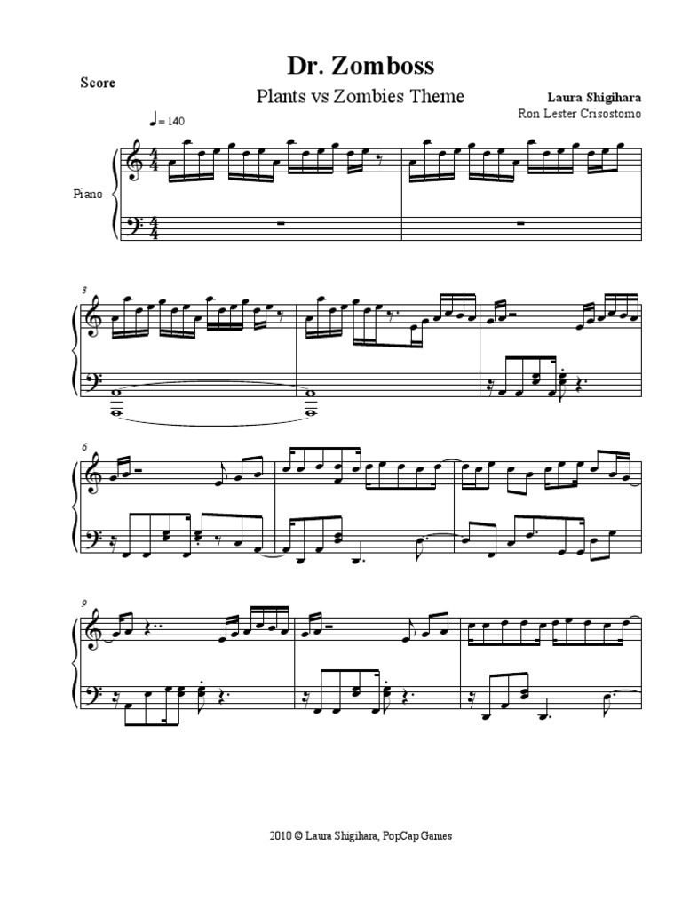 PVZ - Dr. Zomboss (Piano) | PDF