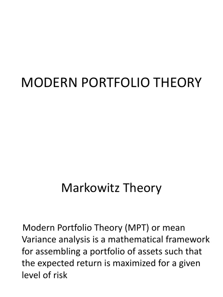 Modern Portfolio Theory CH 2 | PDF | Diversification (Finance) | Modern ...