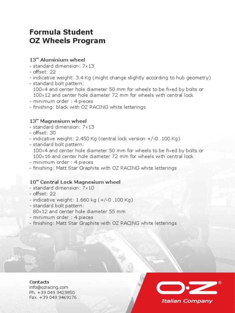 OZ Formula Student Wheels Program-2016-Eng | PDF