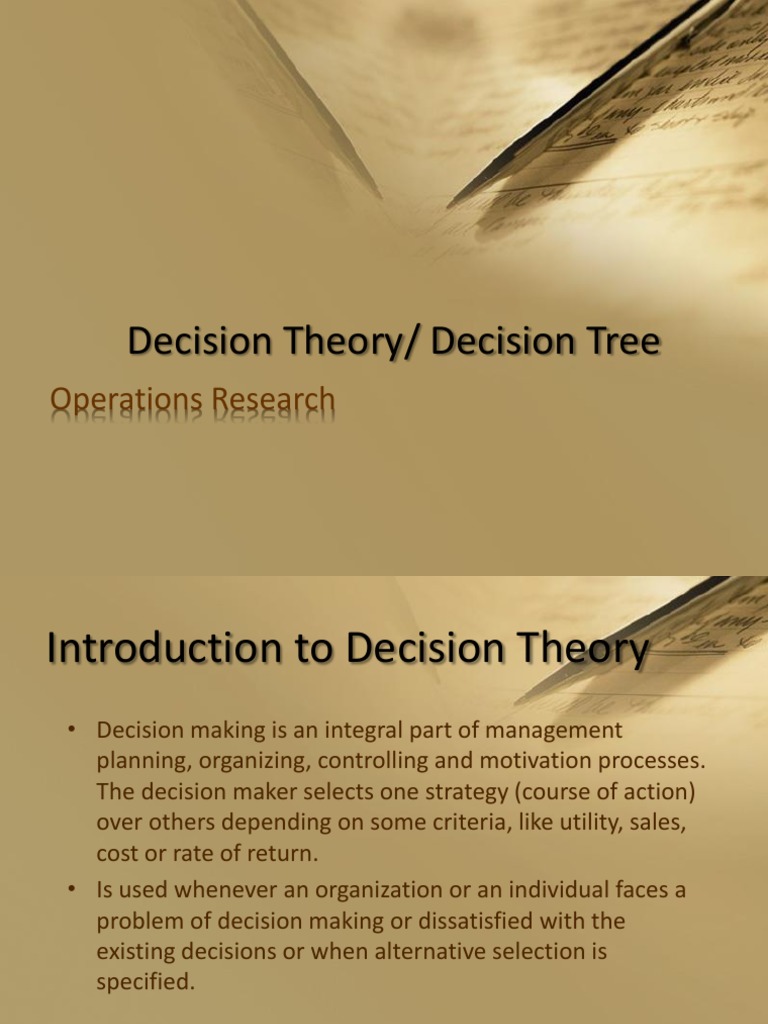 Decision Theory and Tree Analysis | PDF | Decision Making | Value ...