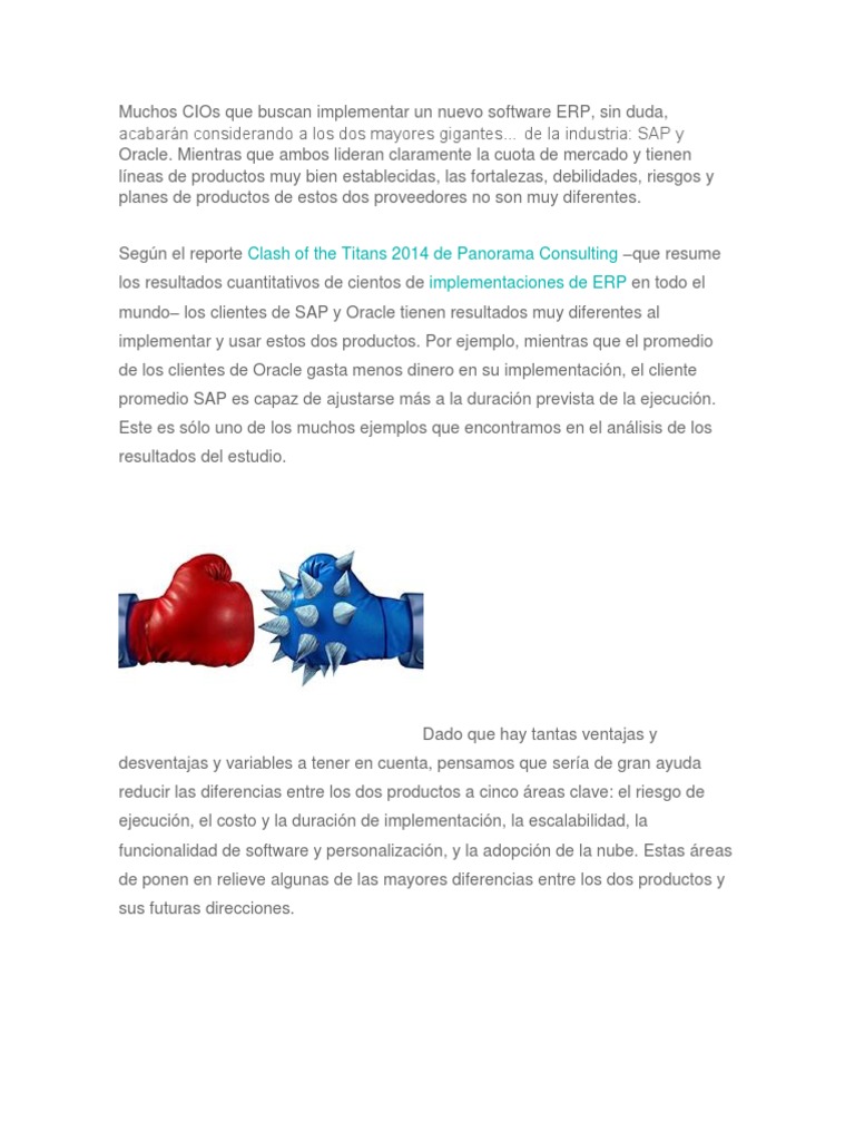 Diferencias Entre SAP y ORACLE | PDF | Sap Se | Planificación de ...