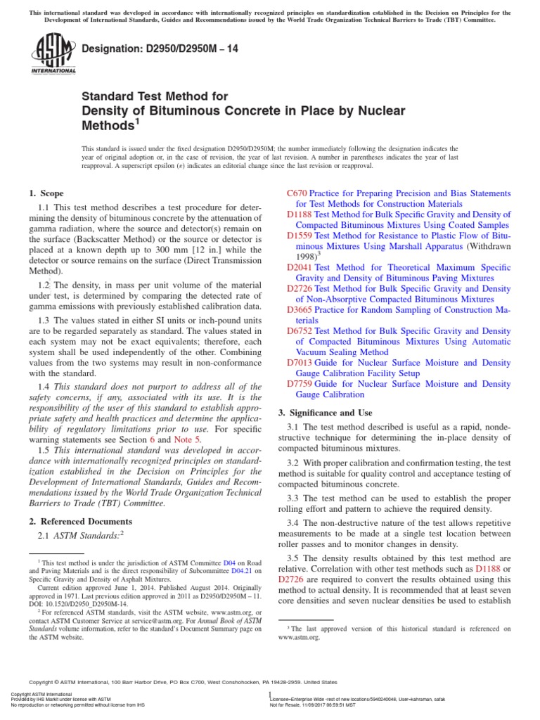 Astm d2950 | Download Free PDF | Calibration | Density