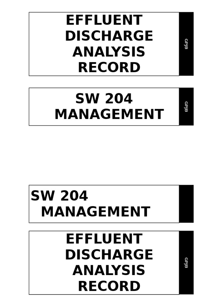 Effluent Discharge Analysis Record SW 204 Management | PDF