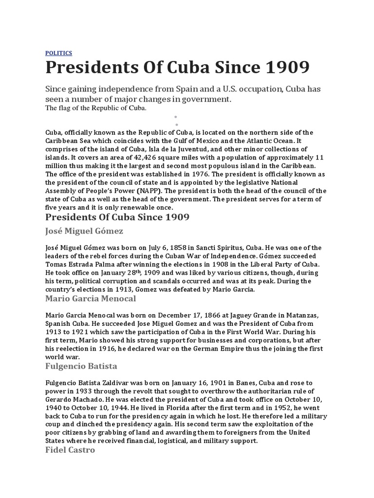 Cuba Leaders | PDF | Fulgencio Batista | Cuba