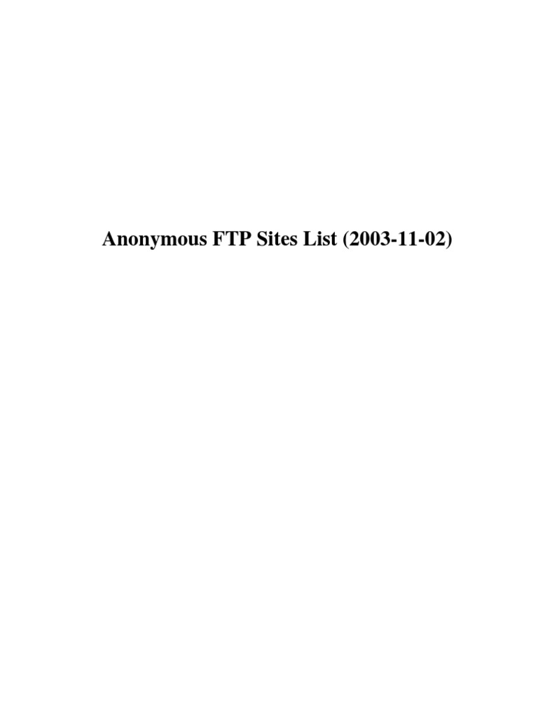 Anonymous Ftp Sites List Pdf File Transfer Protocol User Computing