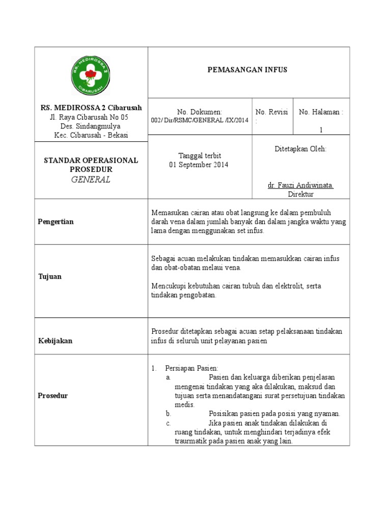 002 SOP Pemasangan Infus | PDF
