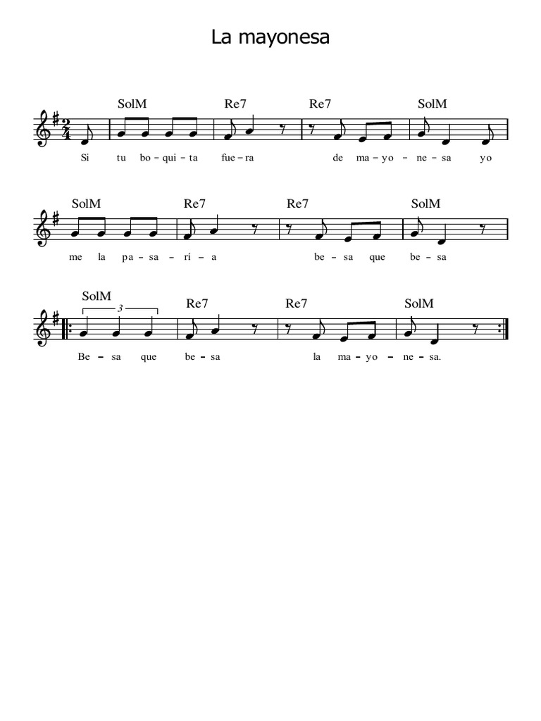La canción "Mayonesa": Letra y año | PDF