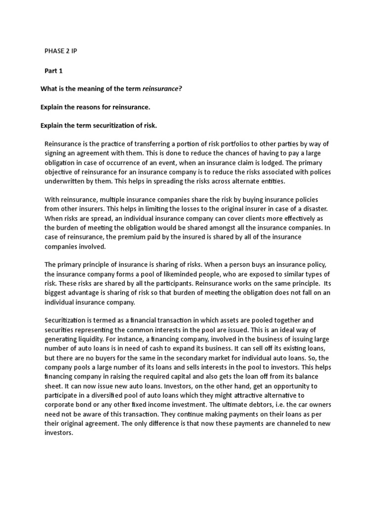 Understanding Reinsurance and Securitization | PDF | Securitization ...