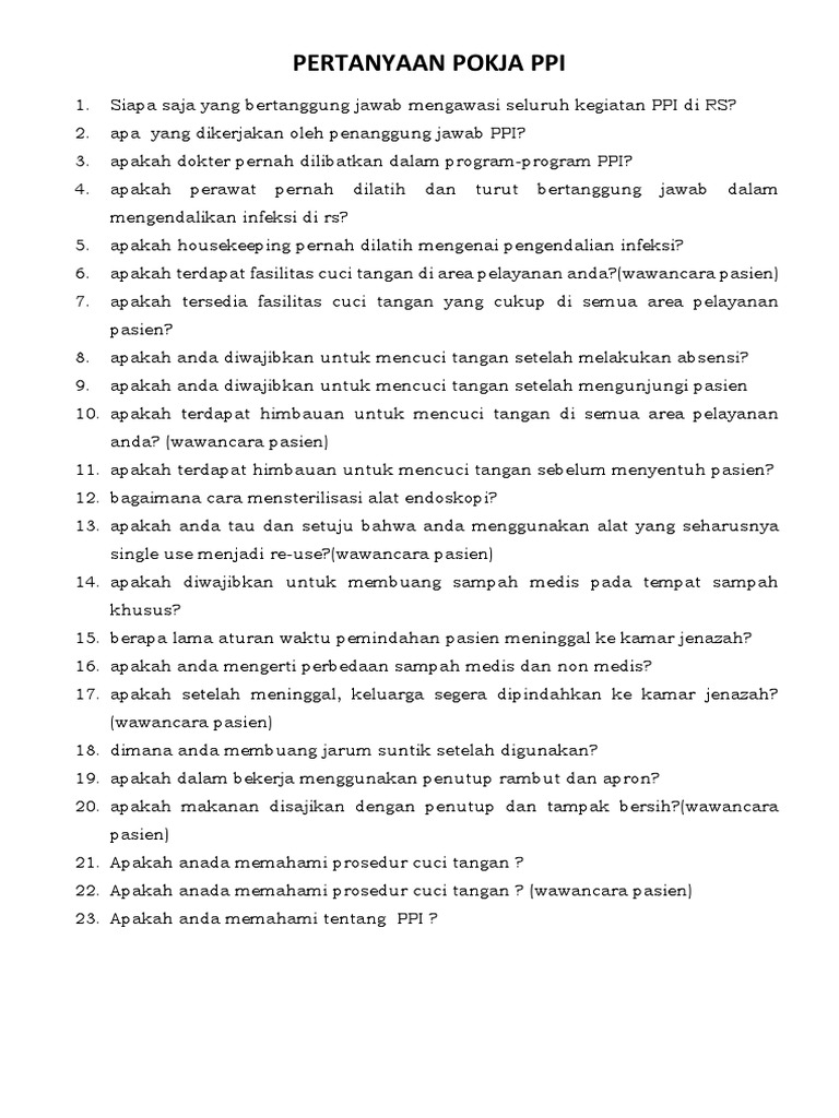 Pertanyaan Pokja Ppi | PDF