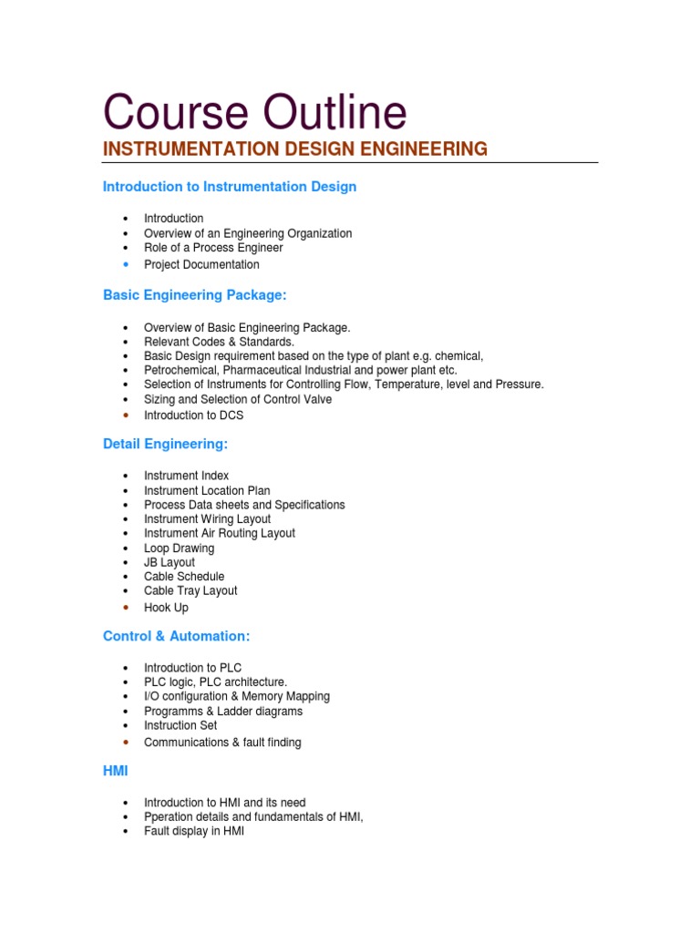 Instrumentation Design Course | PDF