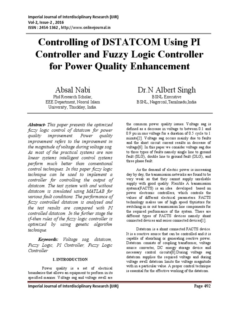 DSTATCOM Control | PDF | Fuzzy Logic | Transformer