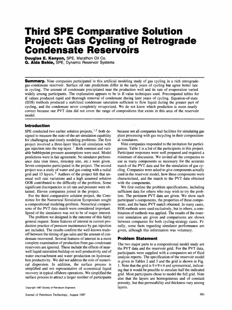 Third Comparative Solution Project - Gas Cycling of Retrograde ...