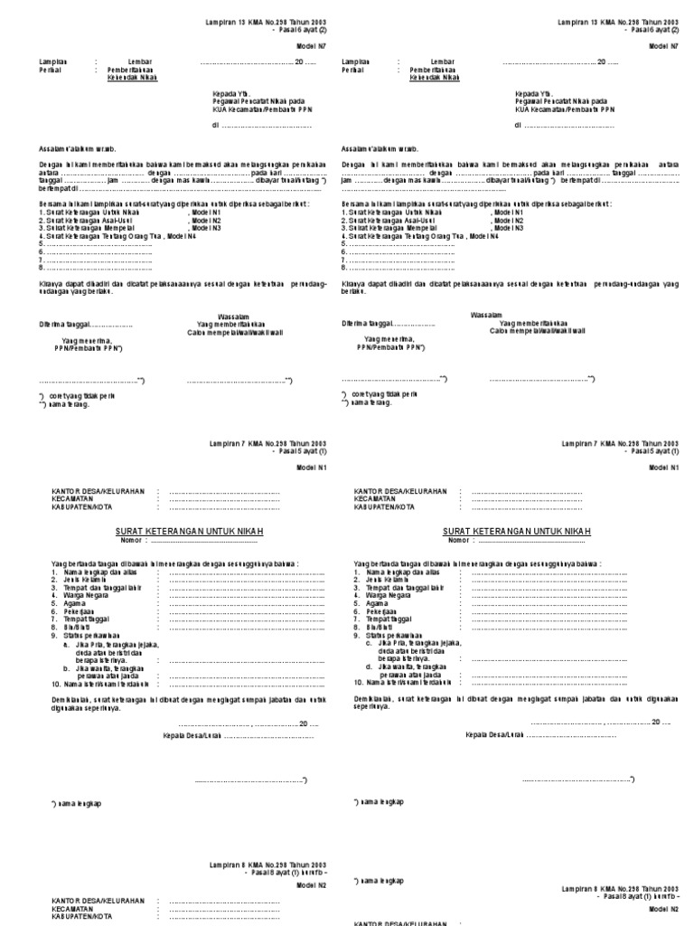 Formulir N1 N7 Pernikahan | PDF