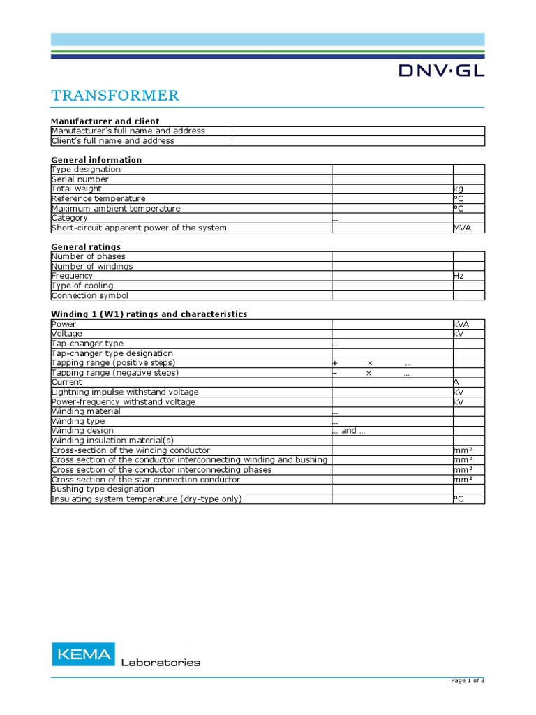 Transformer Specifications and Ratings | PDF | Transformer | Electrical ...