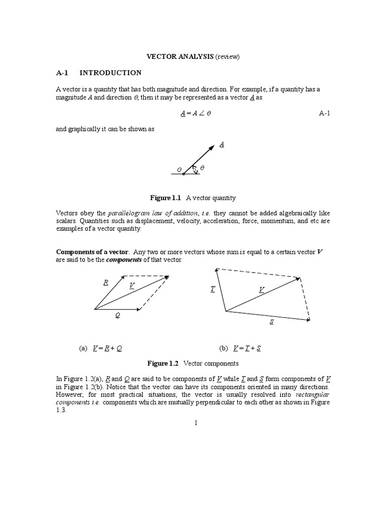 Vector Analysis Review R V T V Pdf Euclidean Vector Cartesian