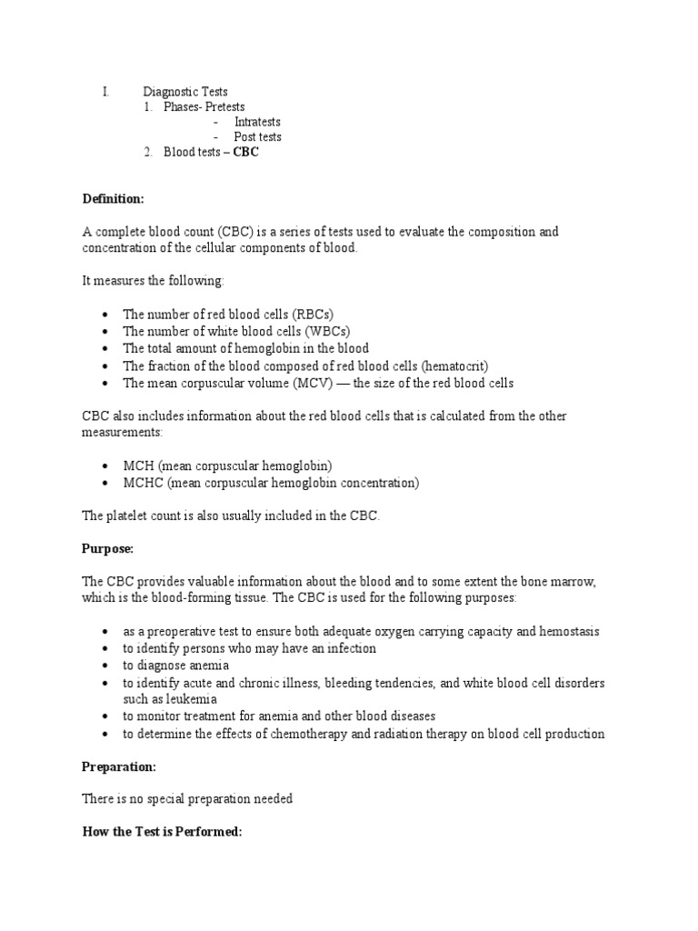 Definition:: I. Diagnostic Tests 1. Phases-Pretests Intratests Post ...