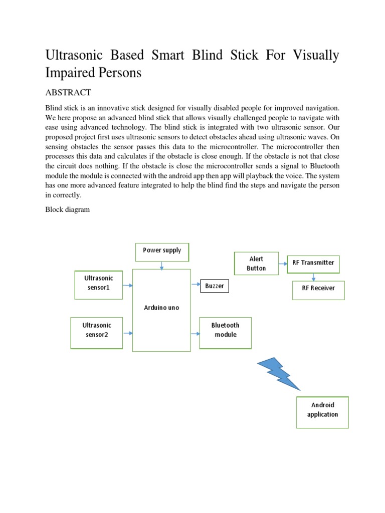Ultrasonic Based Smart Blind Stick For Visually Impaired Persons | PDF ...
