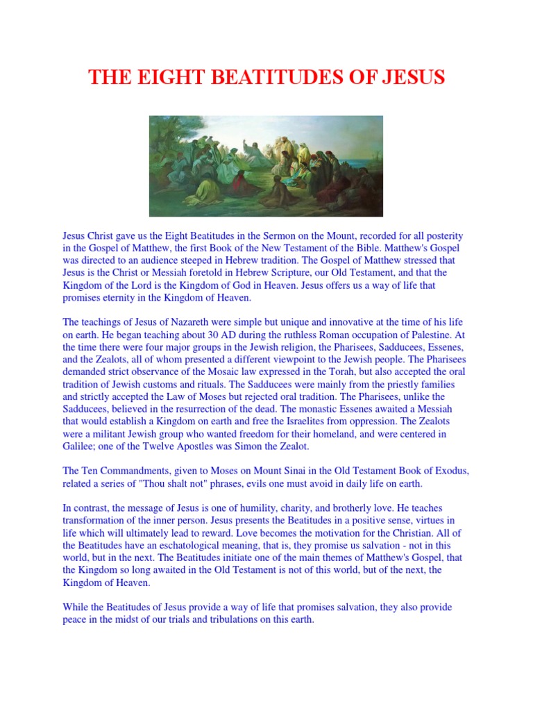The Eight Beatitudes of Jesus | PDF | Beatitudes | Pharisees