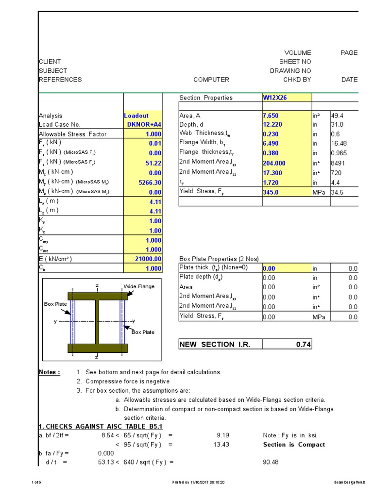 Beam Design As Per AISC - ASD - 9thED - Modified | Download Free PDF ...