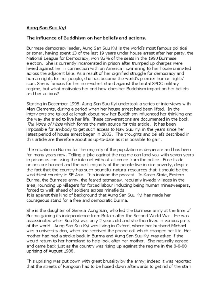 Aung San Suu Kyi | PDF | Myanmar | Nonviolence