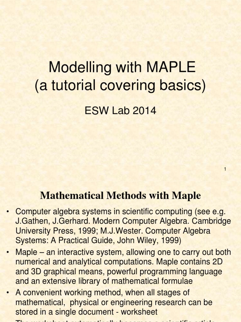Modelling With MAPLE (A Tutorial Covering Basics) : ESW Lab 2014 | PDF ...