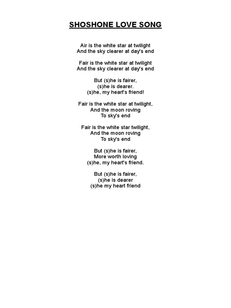 Shoshone Love Song | PDF