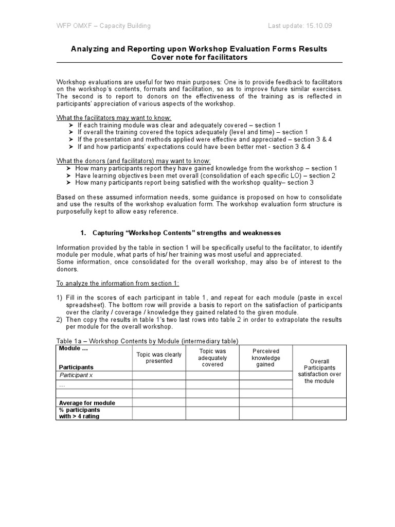 Workshop Evaluation Report Guidelines | PDF | Performance Appraisal ...