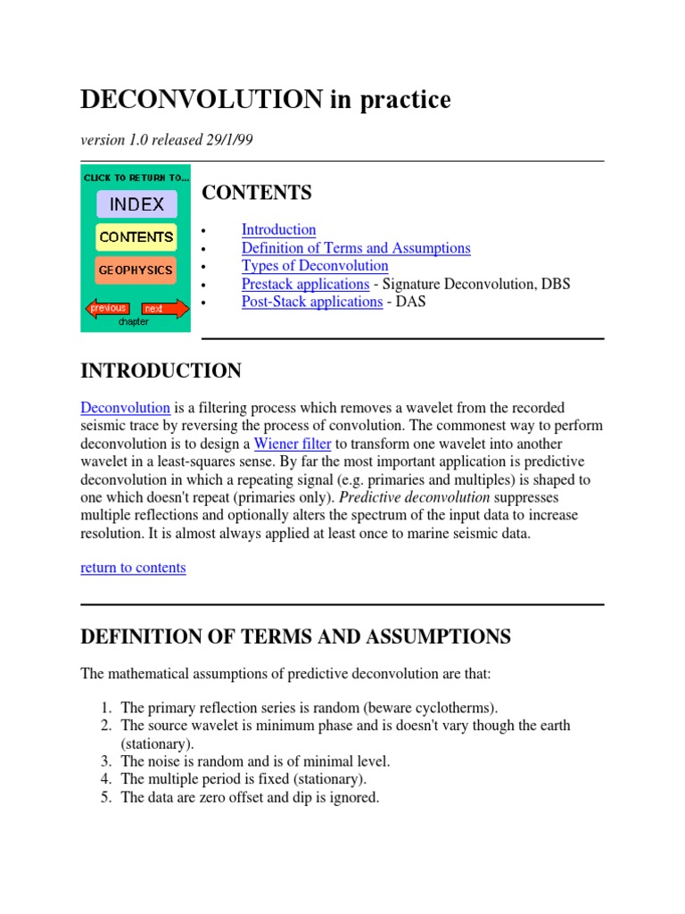 Deconvolution in Practice | PDF | Reflection Seismology | Wavelet