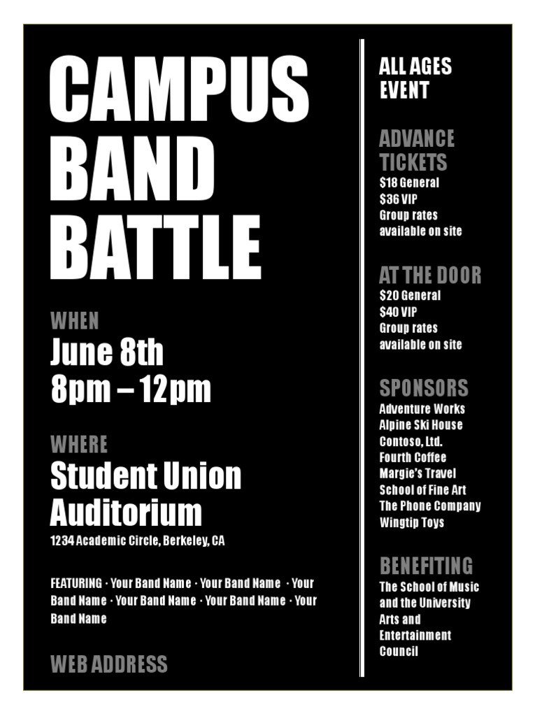 Battle of the Bands Concert and Fundraiser: Advance Tickets $18, Doors ...