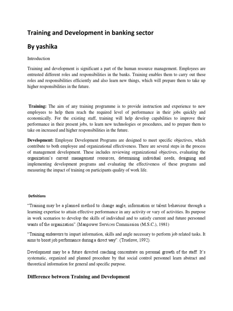 Training and Development in Indian Banking Sector | Employment | Human ...