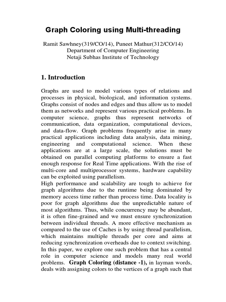 Graph Coloring Using Multi-Threading | PDF | Parallel Computing | Thread (Computing)