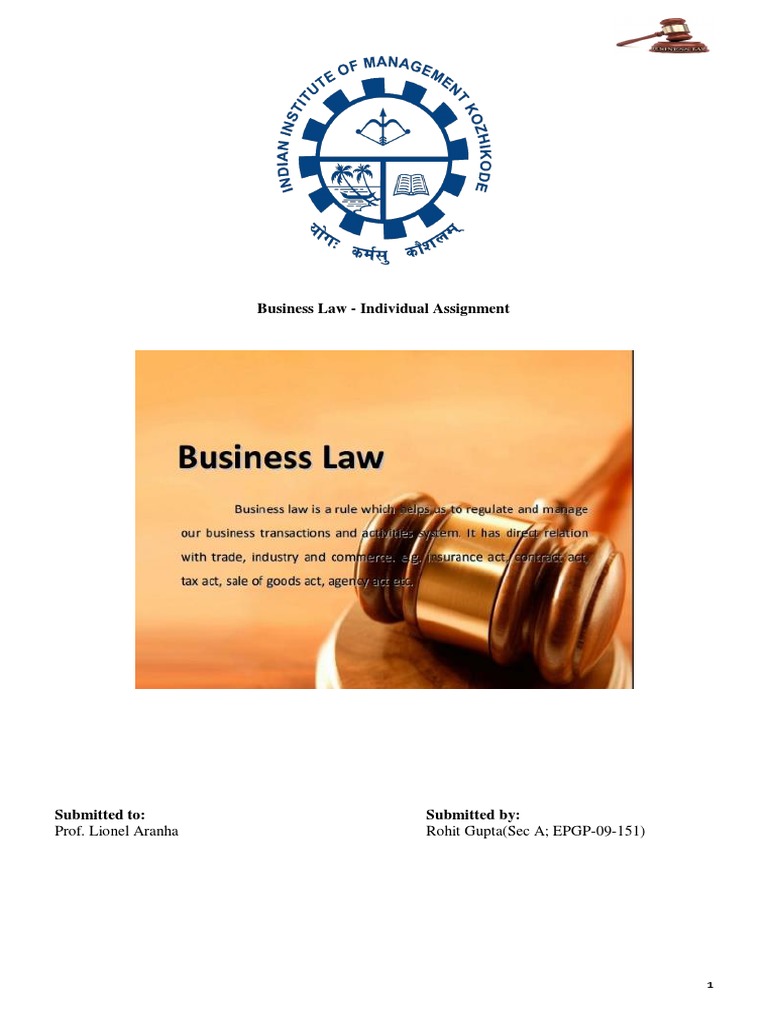 Business Law Assignment | PDF | Offer And Acceptance | Legal Concepts