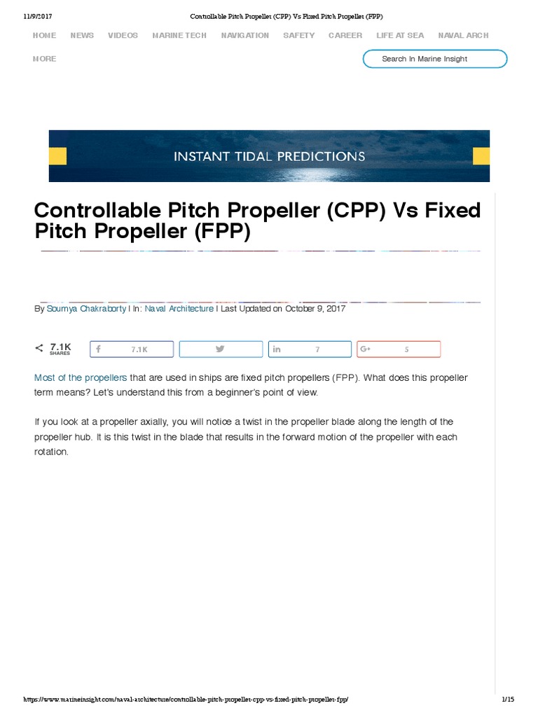 Controllable Pitch Propeller (CPP) Vs Fixed Pitch Propeller (FPP) | PDF ...