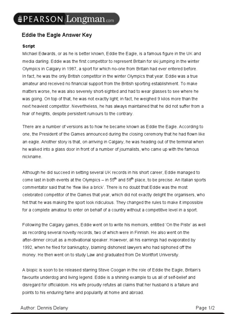 Eddie The Eagle Answer Key | Download Free PDF | Sports