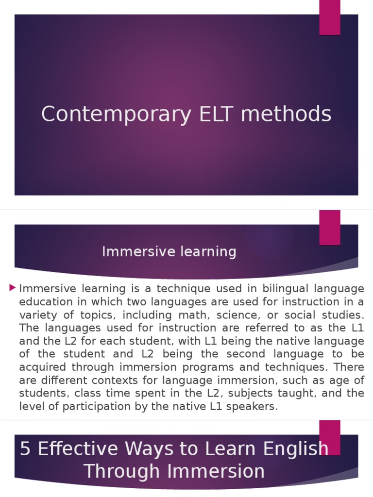 Contemporary ELT Methods | PDF | Second Language | Language Acquisition