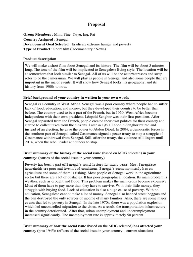 Proposal History 2nd-2 | PDF | Senegal | Poverty