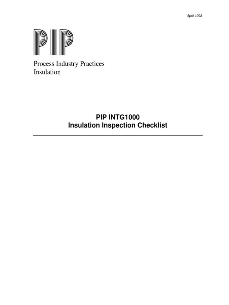Process Industry Practices Insulation: PIP INTG1000 Insulation ...