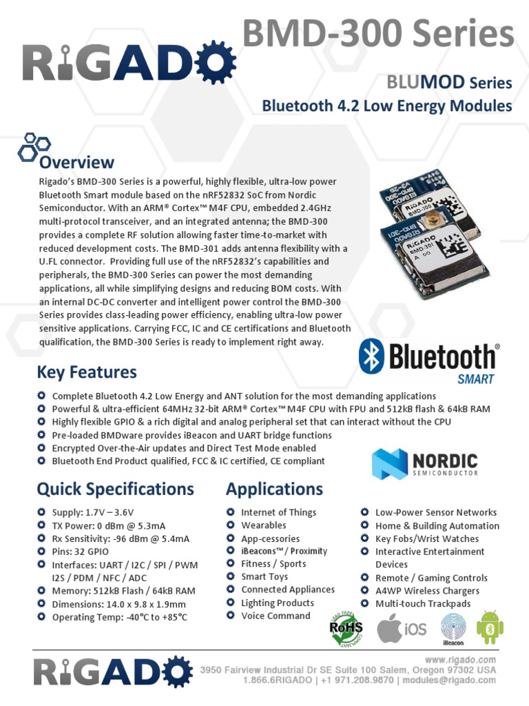 BMD 300 Product Brief | PDF | Bluetooth | Telecommunications